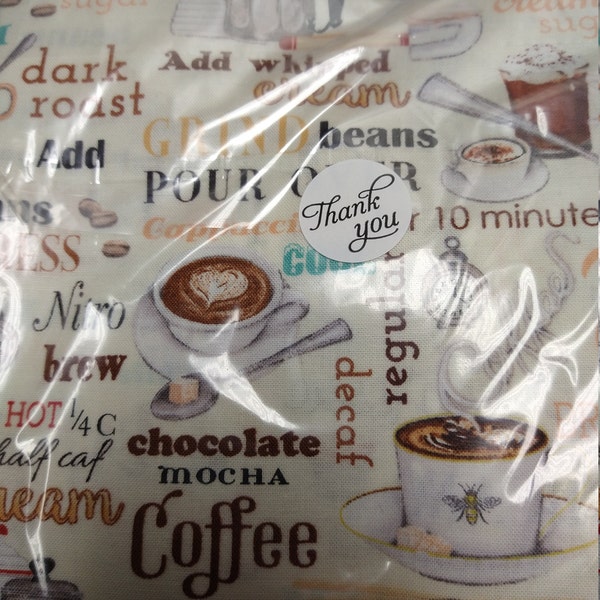 Coffee Shop Fabric, Cups Mugs Latte Espresso Fabric, Fabric by the Yard ...