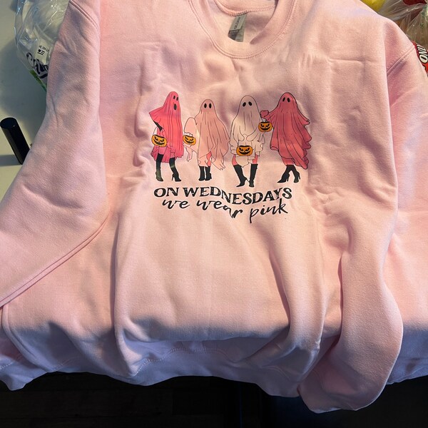 On Wednesday We Wear Pink Ghost Sweatshirt, Mean Girls Ghost Shirt ...