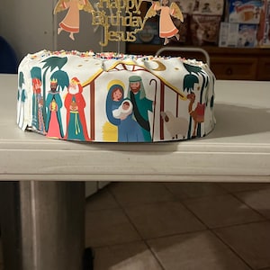 Religious Christmas Edible Cake Wrap or Happy Birthday Jesus Cake ...