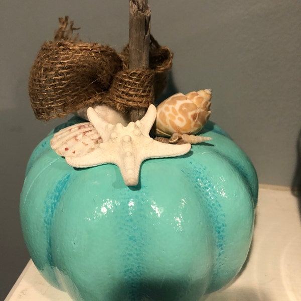 Coastal Pumpkin-key West Pumpkin-shell Pumpkin-coastal Pumpkin Decor ...