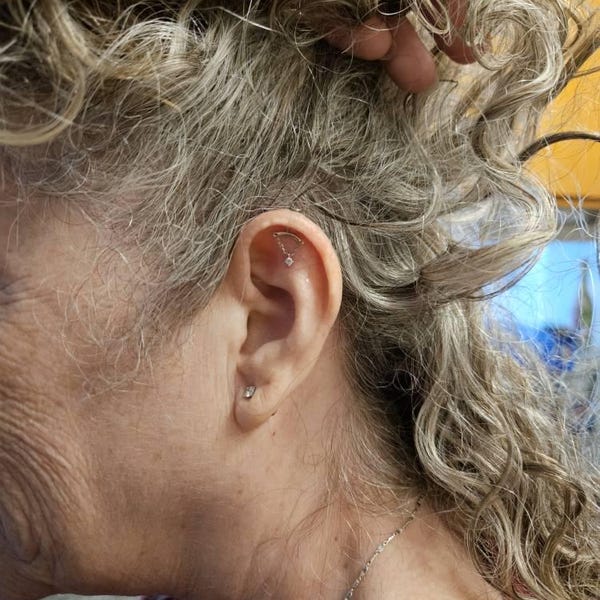 14K Gold Vertical Dangle Hidden Helix Piercing/threadless Push Pin Flat ...