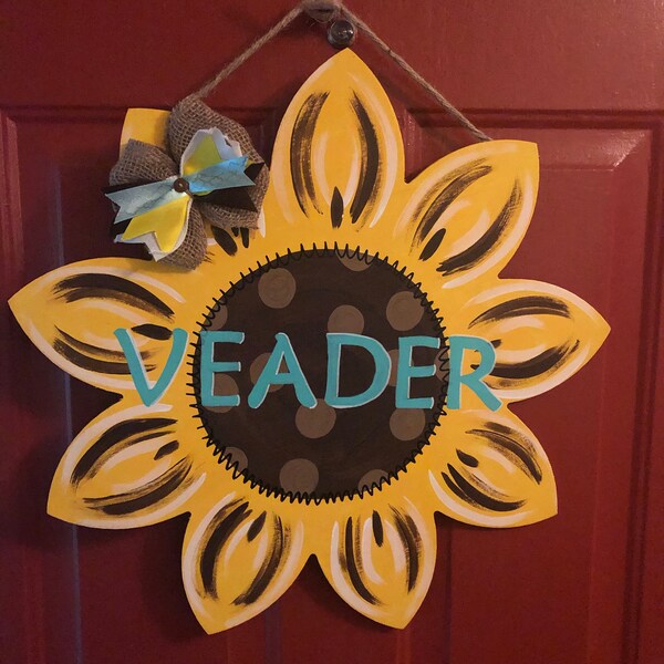 Sunflower Door Hanger, Sunflower, Welcome Sign, Door Decor, Wooden Door ...