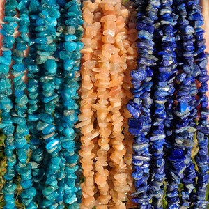 30 Natural Gemstone Chip Beads Multi Materials 3-5mm 5-8mm 8-12mm ...