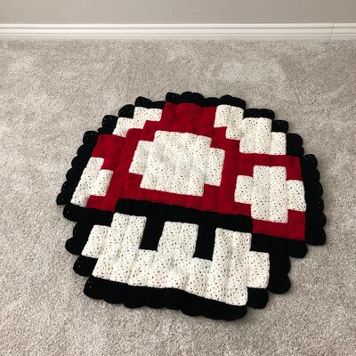 8-bit Mario Mushroom Rug/wall Hanging/baby Blanket - Etsy