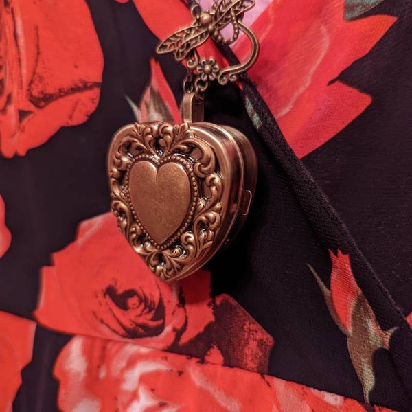 Music Box Locket, Heart Locket With Music Box Inside, in Bronze With ...