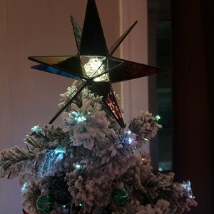 Small Stained Glass Tree Topper, Iridescent Clear Glass, Moravian Star ...