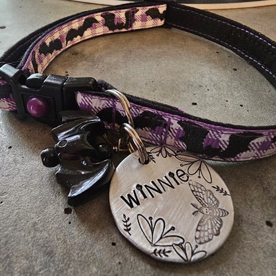 Engraved Crown Pet ID Tag Cat or Dog Royal Purple and Gold Name Tag ...