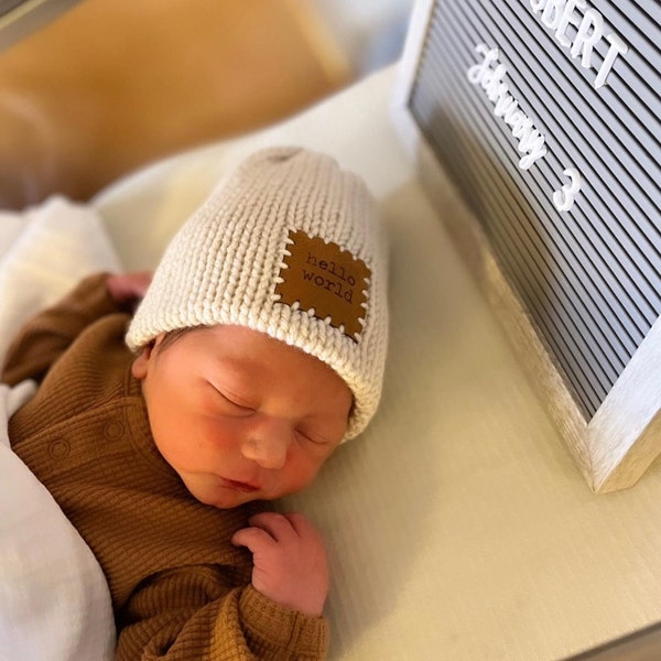 NEWBORN BEANIE | Baby Beanie | Welcome Baby Gift | Photo Prop | Birth ...