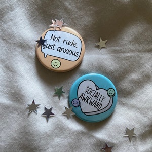 Not Rude, Just Anxious Pin Badge Social Anxiety Pin Anxiety Badges - Etsy