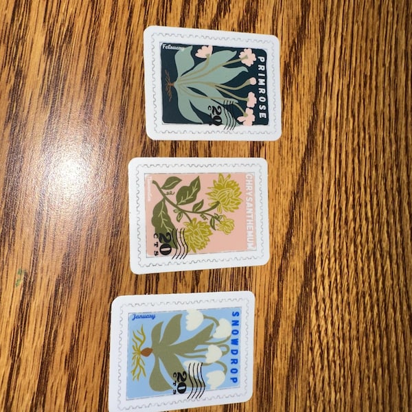 Birth Flower Stamp Stickers ,choose Your Month, Water Bottle Sticker ...