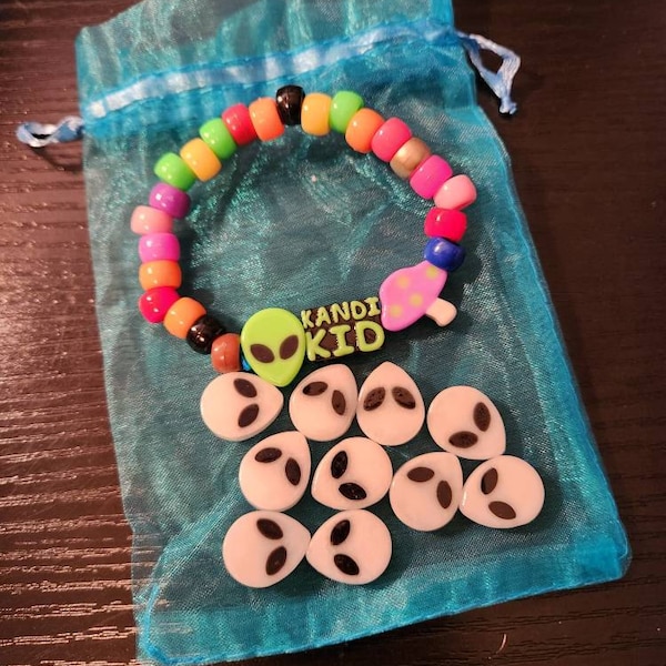 Alien Kandi Beads | Glow in the Dark/uv Reactive Packs of 5, 10, 20, or ...