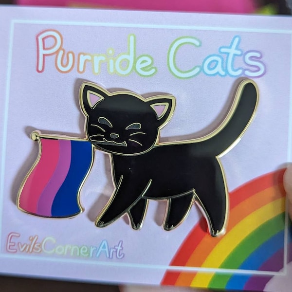 PREORDER Bisexual Pride Flag Cat Hard Enamel Pin | Lapel Pin | Bi Flag ...