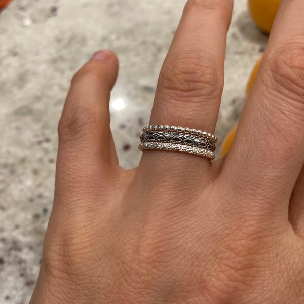 Sparkle Sterling Stacking Ring/sterling Silver/ Stacking Rings/ Midi ...