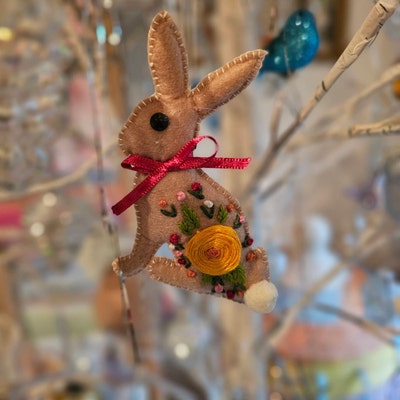 Easter Bunny Felt Ornaments Set / Easter Felt Eggs / Easter Gift ...