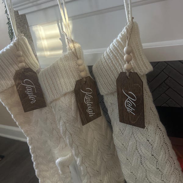 Personalized Wooden Stocking Tag, Stocking Name Tags, Farmhouse Name ...