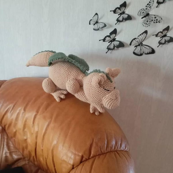 Crochet Sleeping Dragon Pattern: Amigurumi Plush With Wings (PDF ...