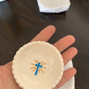 First Holy Communion Favors Tiny Biscuit Ring Dish W/ Cross First Holy ...