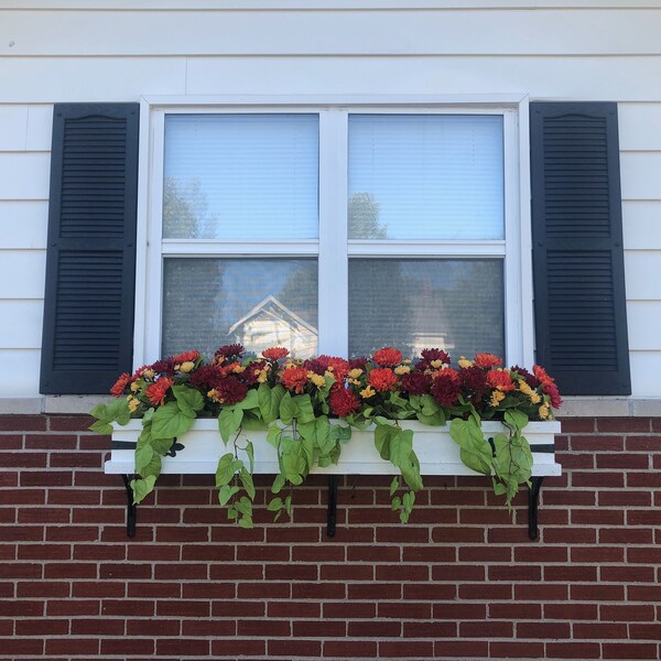 Red Geraniums Green Plants Window Box Floral Silk Flower Designs ...