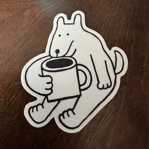 Coffee Dog Vinyl Sticker - Etsy