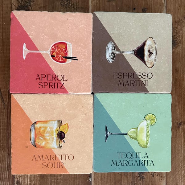 Custom Stone Coasters Set, Personalized Coaster With Text, Personalized ...