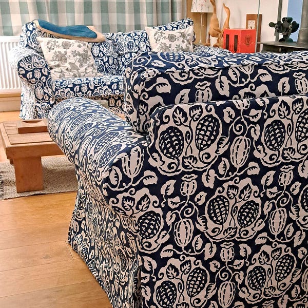 Personalized Ektorp Loveseat Sofa Covers in Floral Cotton Fabrics ...