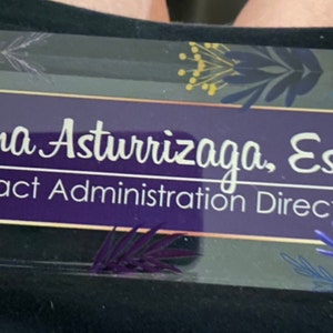 Personalized Desk Name Plate for Office Desk Gold Stripe Design on ...