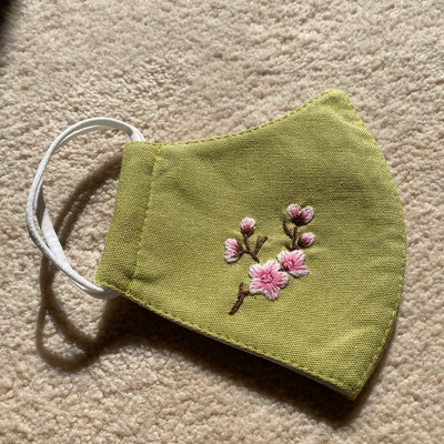Hand Embroidered Face Mask on Linen for Women Reusable Eco - Etsy