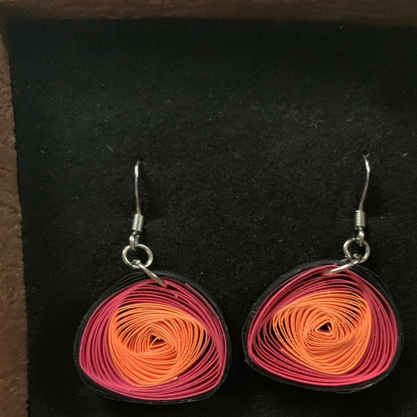 Coral & Lime Green Paper Quilling Honeycomb Earrings | First Paper ...