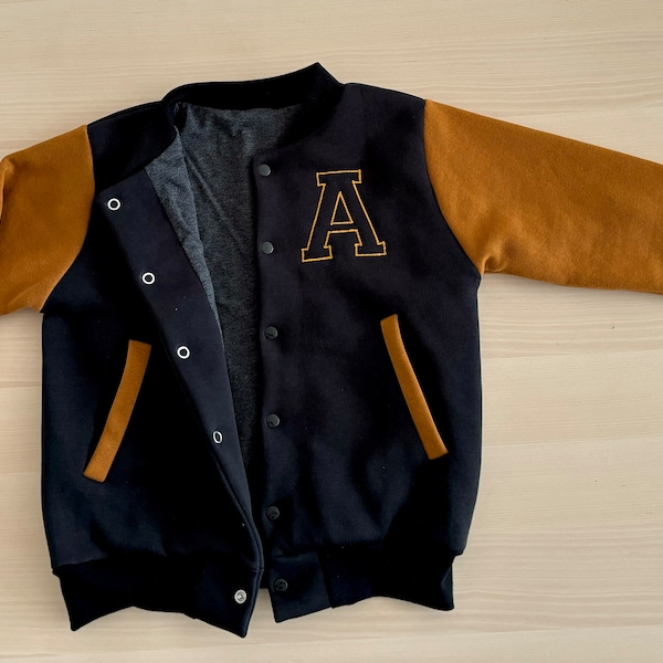 Kids Varsity Jacket Pdf Sewing Pattern, Children Bomber Jacket, Lined ...