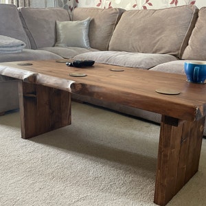 LINA Waney Edge Chunky Coffee Table Solid Rustic Wood - Etsy UK