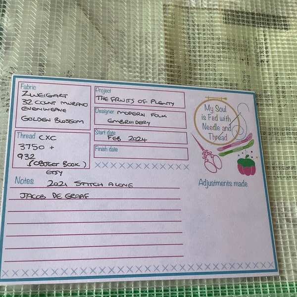 Printable Cross Stitch Project Cards for Organisation, Cross Stitch Gift, Cross Stitch ...