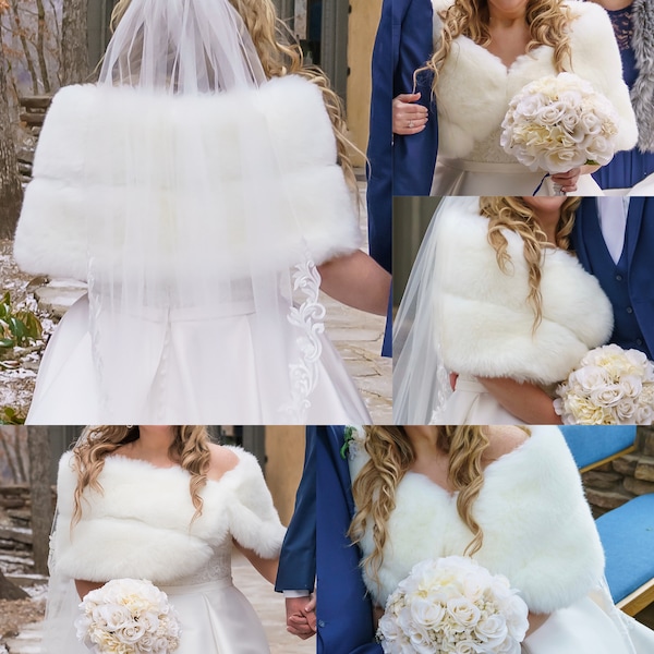 Ivory Faux Fur Bridal Wrap, Wedding Fur Shawl, Ivory Fur Wrap, Bridal ...