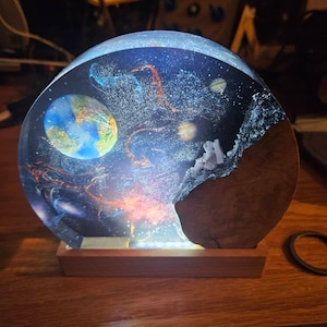 INTERSTELLAR EPOXY LAMP, Space Galaxy Resin and Wood Night Light ...
