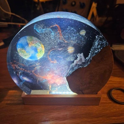 INTERSTELLAR EPOXY LAMP, Space Galaxy Resin and Wood Night Light ...
