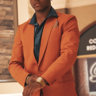 Men Rust Orange Suit, Rustic Beach Wedding Suit,rustic Groomsmen Suit ...
