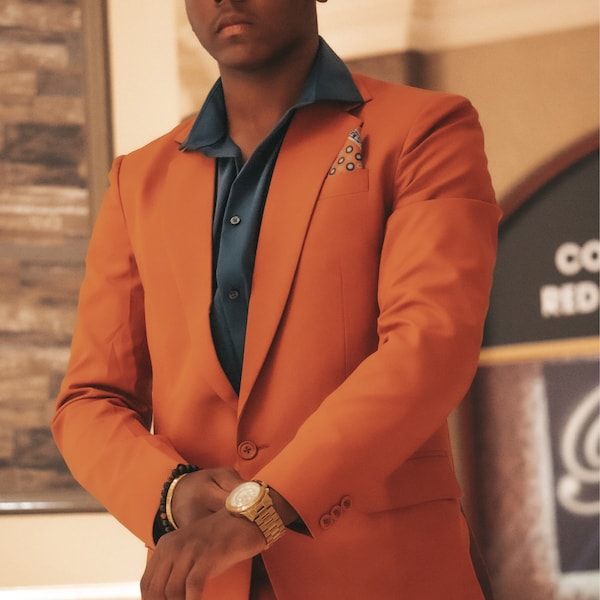 Men Rust Orange Suit, Rustic Beach Wedding Suit,rustic Groomsmen Suit ...