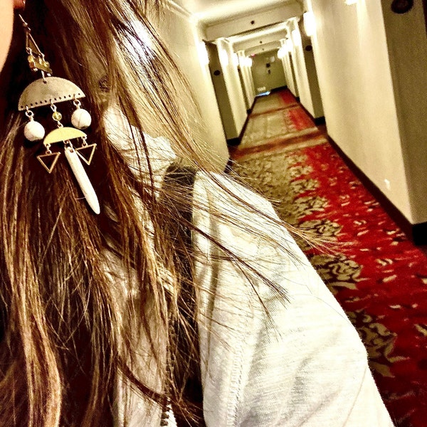 Southwest Beaded Triangle Fringe Earrings / Olive Green / Earth Tones ...