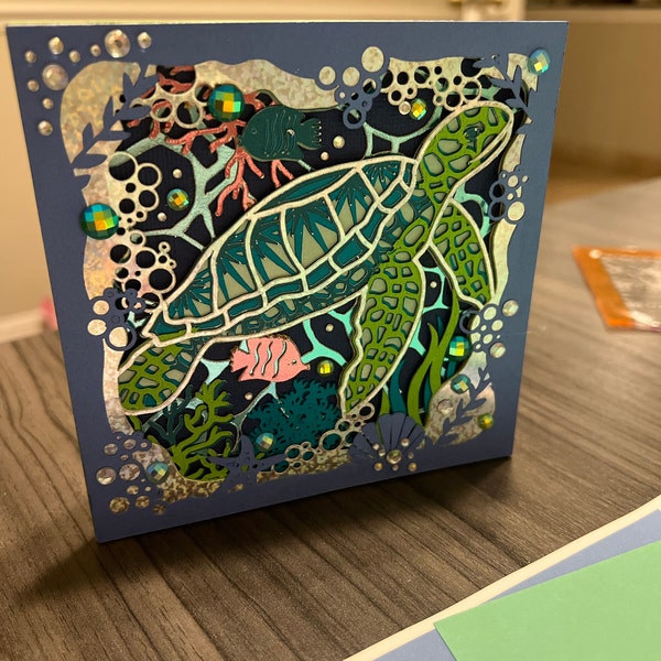 3d Sea Turtle Shadow Box Svg 3d Turtle Shadow Box Svg Cardstock Svg ...