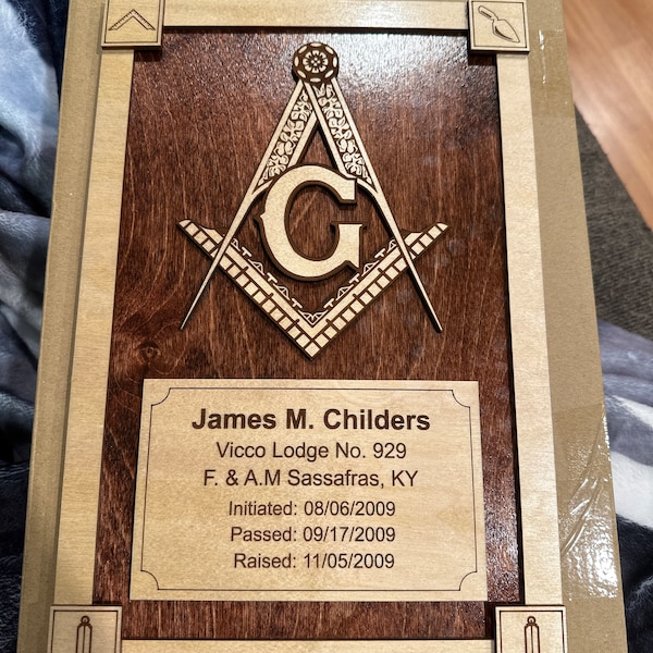 Masonic Plaque - Custom Wood Engraved - Etsy