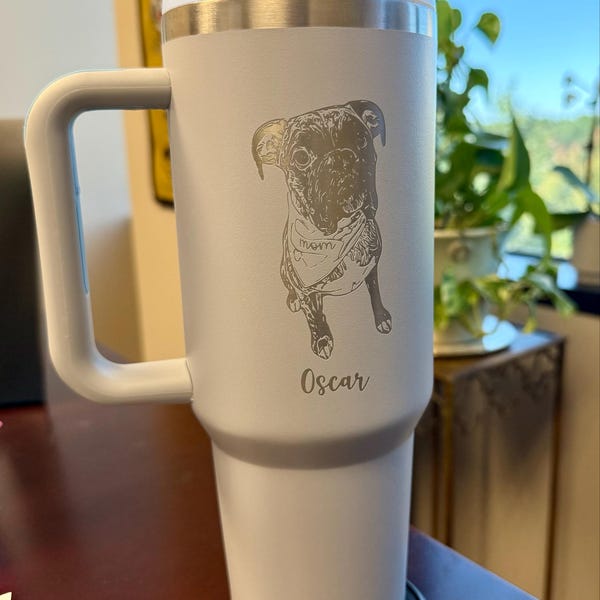 Custom Dog Photo Tumbler With Handle, Personalized Gifts for Dog Mom ...