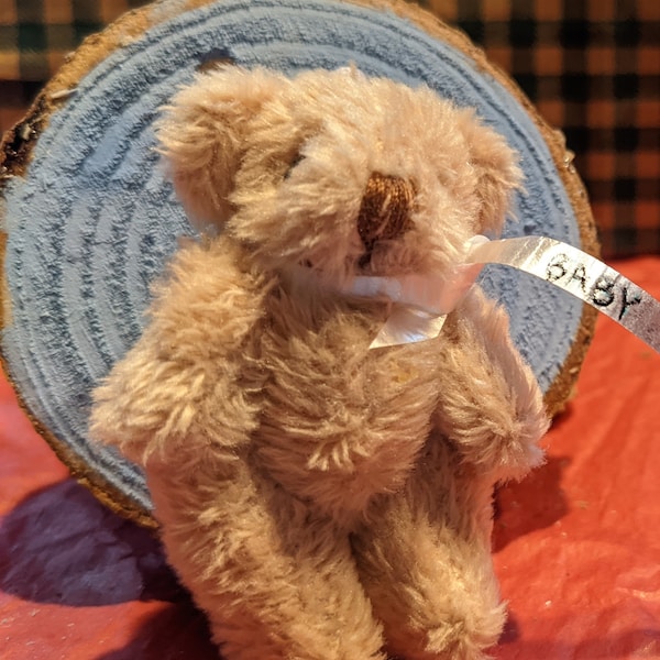 Mini Light Brown Plush Teddy Bear Dollhouse Accessory Toy Craft Decor ...