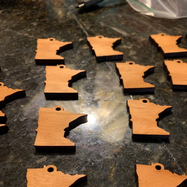 Minnesota MN Mini Wood Charms - State Cutout Jewelry and Craft ...