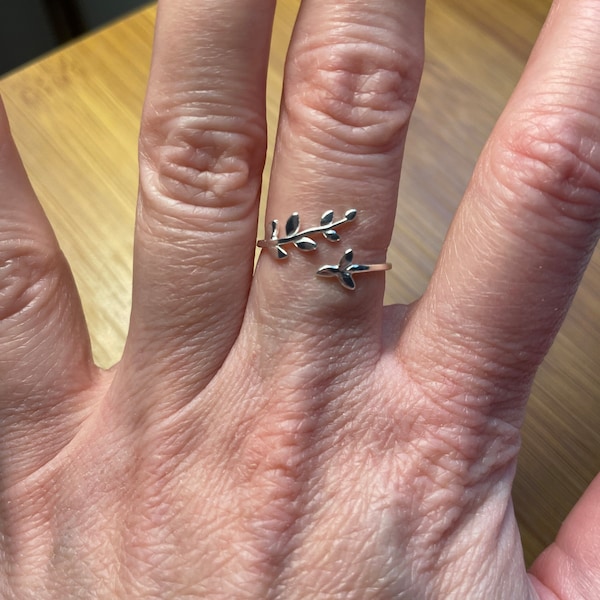 Adjustable Ring, Silver Leaves Ring, Open Ring, Stack Ring, Rings for ...