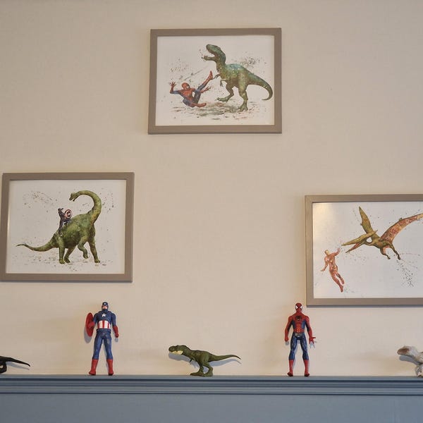 Spider-man Vs T. Rex Tyrannosaurus Poster or Canvas Picture Peter ...