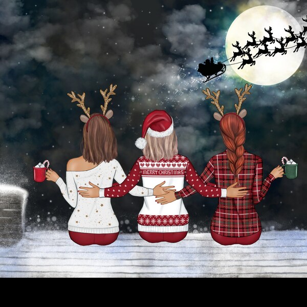 Christmas Besties Customizable Best Friends Clipart - Winter Custom ...