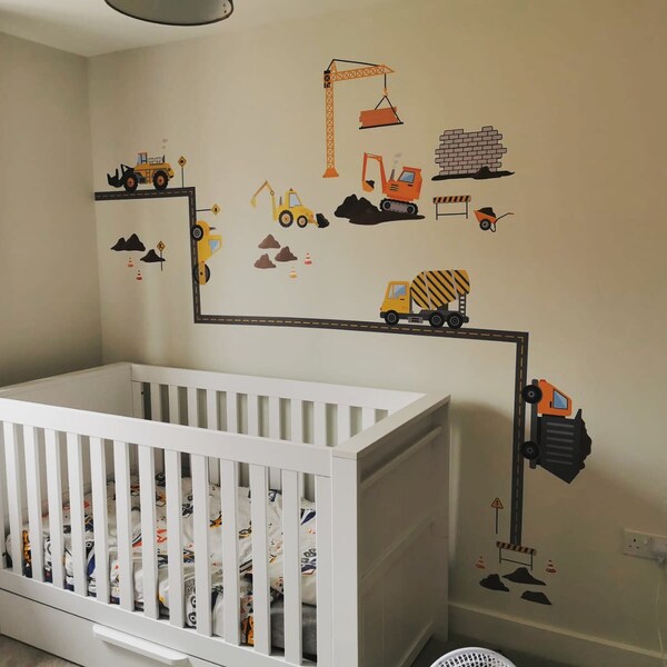 Construction Vehicles Wall Decal, Construction Wall Decal Sticker ...