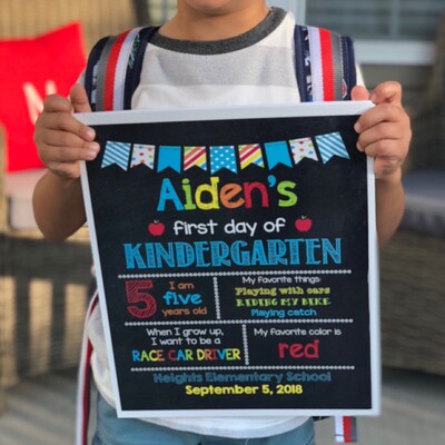 First Day of Kindergarten Sign PRINTABLE, 1st First Day of School Sign ...