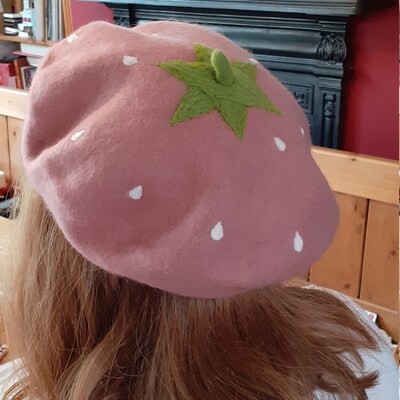 Pink Raspberry Beret Pink Berry Wool French Beret for Women - Etsy