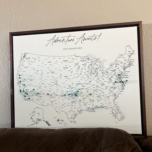 Push Pin Mini USA Travel Map - Cities & States Labeled - Personalizable ...