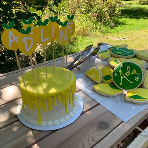 Lemon Theme Cake Topper, Personalized Cake Topper, Lemonade Birthday ...